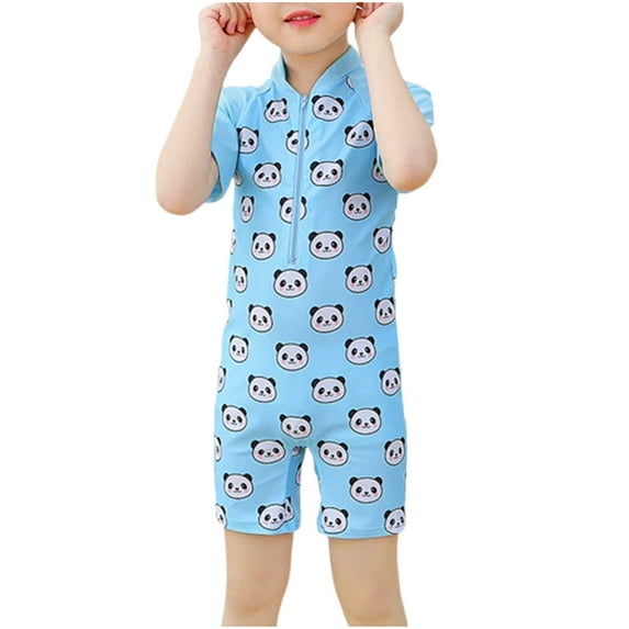 Eltusu Girls One-Piece Swimsuit, Crew Neck Short Sleeve Printed Summer ...