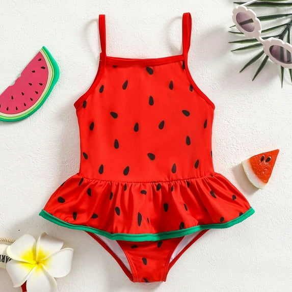 Eltusu Girls One-Piece Swimwear, Sleeveless Summer Stretchy Cute Kids ...