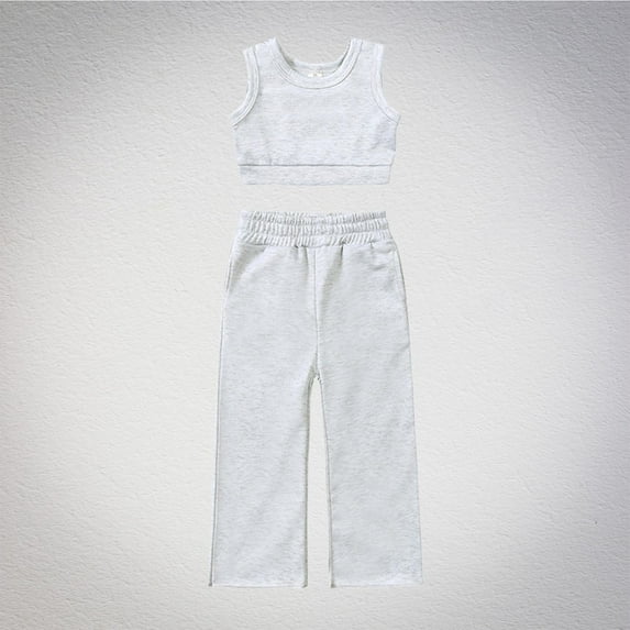 Eltusu Girls Outfit Sets, Solid Color Sleeveless Elastic Waistband Tops ...