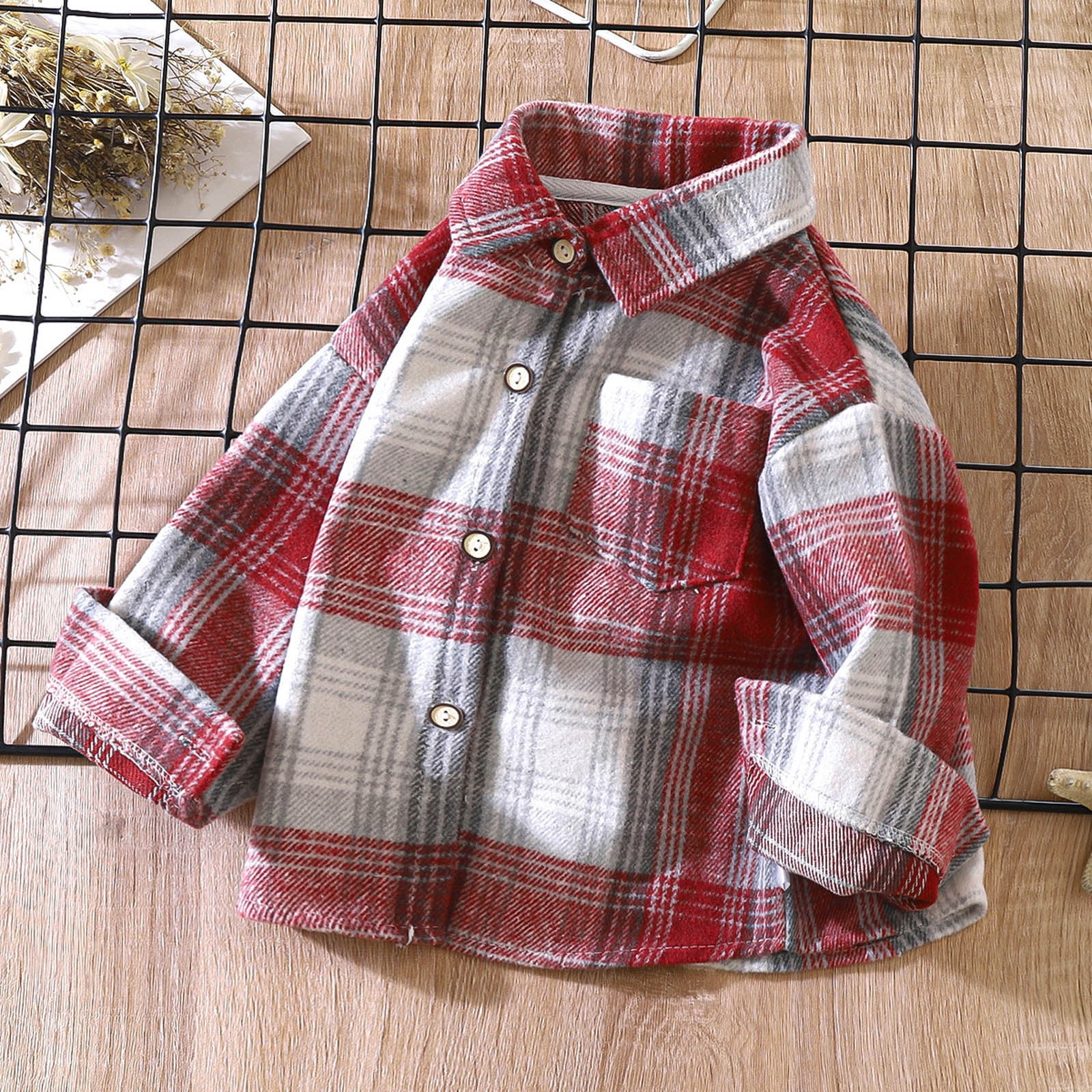 Eltusu Girls Plaid Shirts, Button-Up Lapel Collar Soft Relaxed Fit Long ...