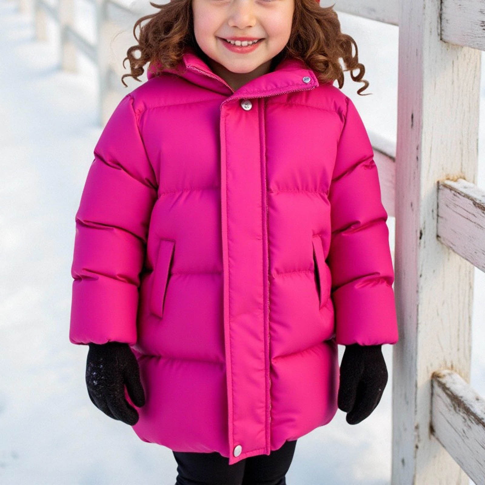 Eltusu Girls Puffer Jackets, Cotton Solid Color Waterproof Warm Winter ...