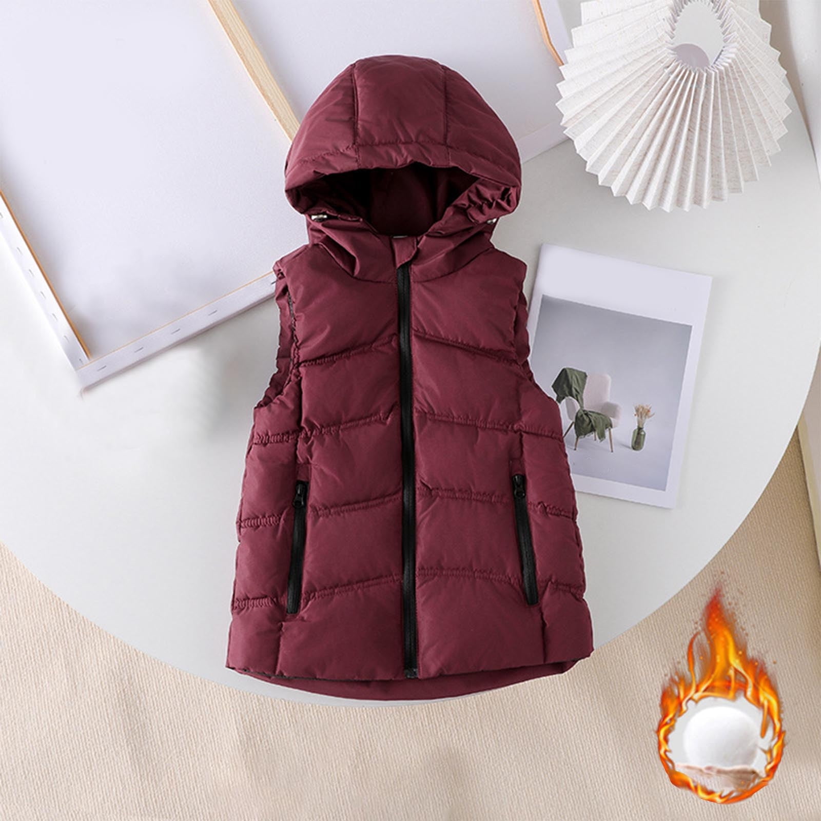 Eltusu Girls Puffer Vests , Windproof Hooded Thermal Mid-Weight Winter ...