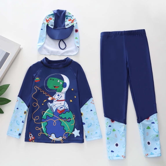 Eltusu Girls Rush Gard Sets, Sun Protect 3 Pieces Graphic Long Sleeve ...