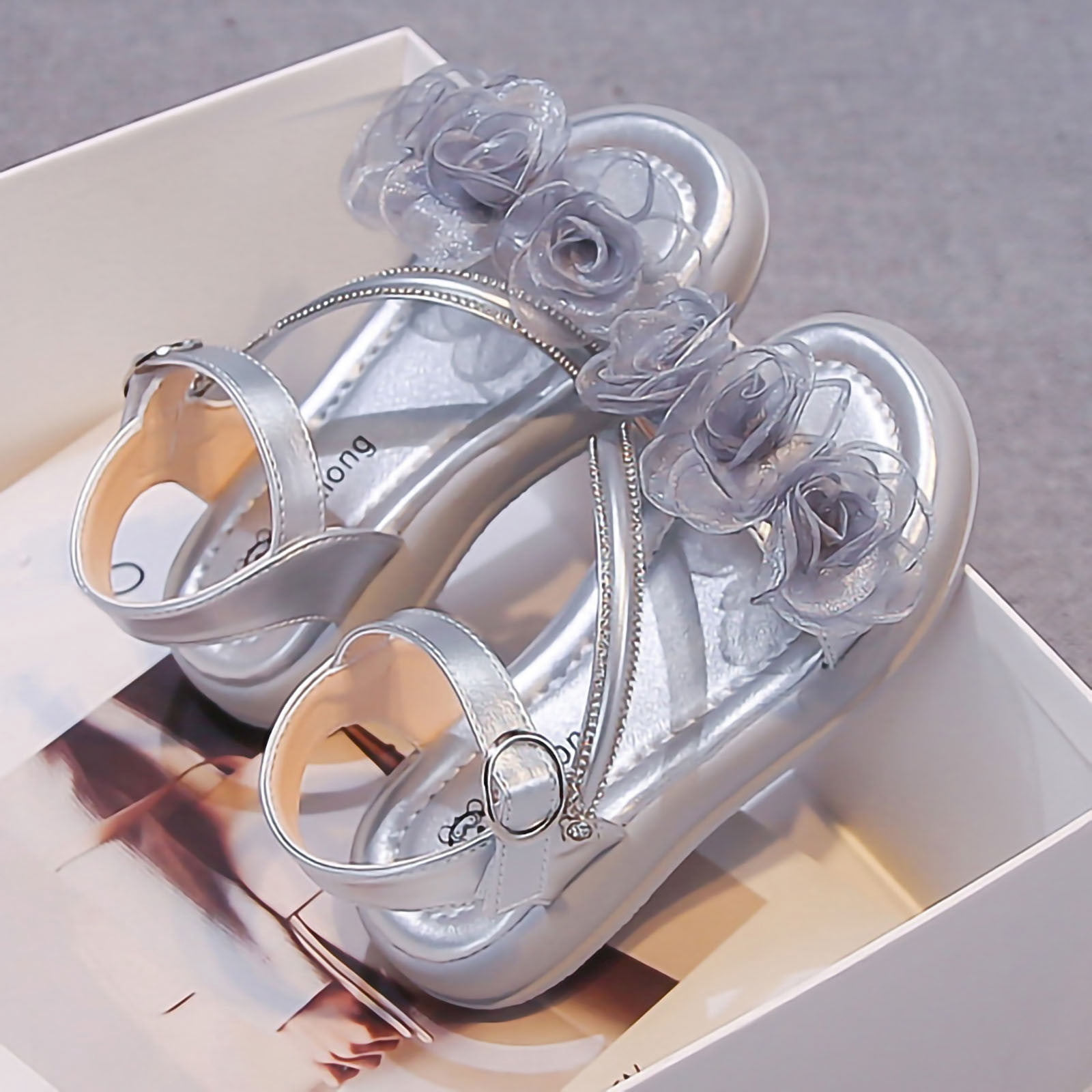 Eltusu Girls Sandals with Strap, Open Toe Princess Soft Sole Non Slip ...