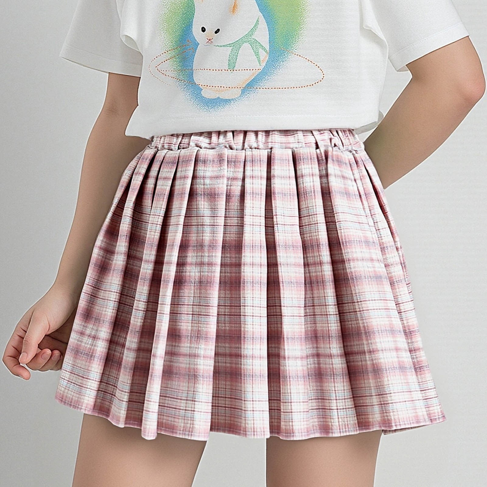 Eltusu Girls School Uniform Skirts, Graduation Cotton Summer Elastic ...