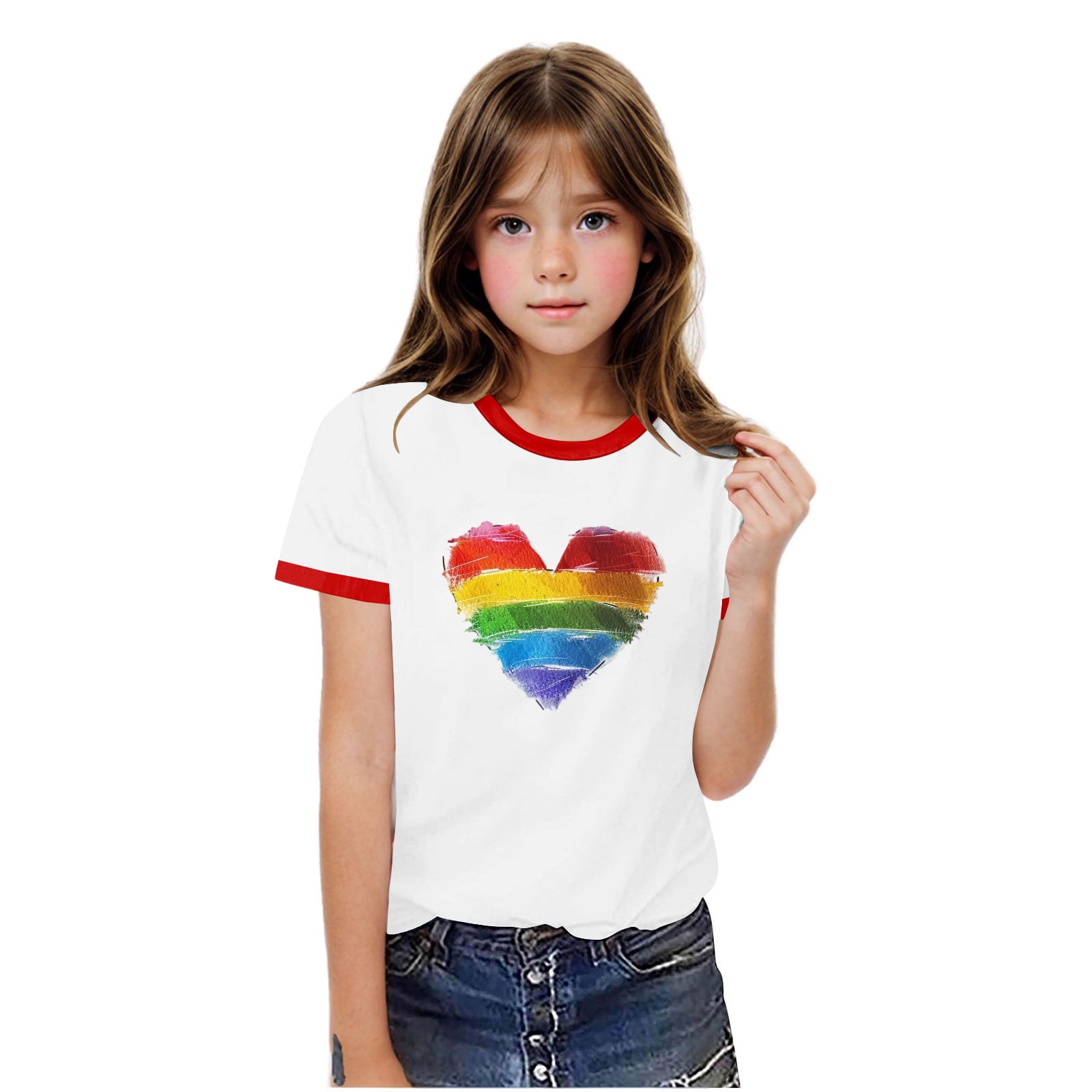 Eltusu Girls Short Sleeve Tops, Breathable Crewneck Summer Pullover ...