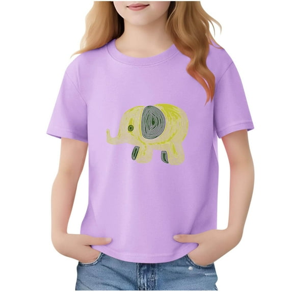 Eltusu Girls Short Sleeve Tops, Pullover Cotton Crewneck Graphic Summer ...