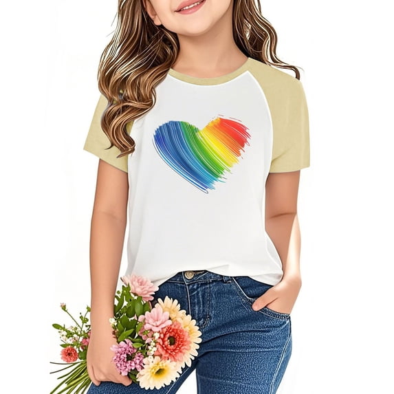 Eltusu Girls Short Sleeve Tops, Relaxed Fit Crew Neck Summer Pullover ...