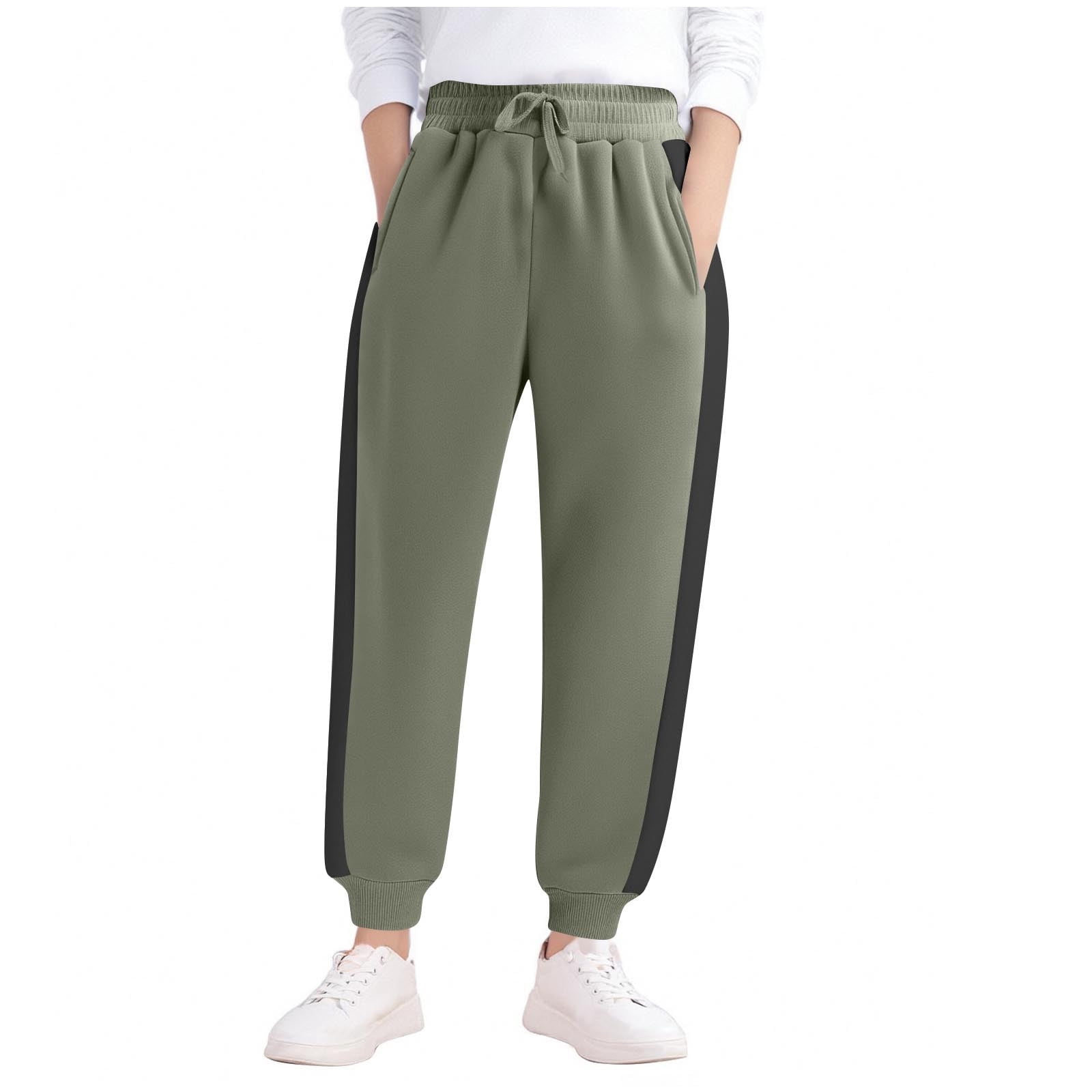 Eltusu Girls Sweatpants, Cotton Elastic Bottom Elastic Waist Thermal ...