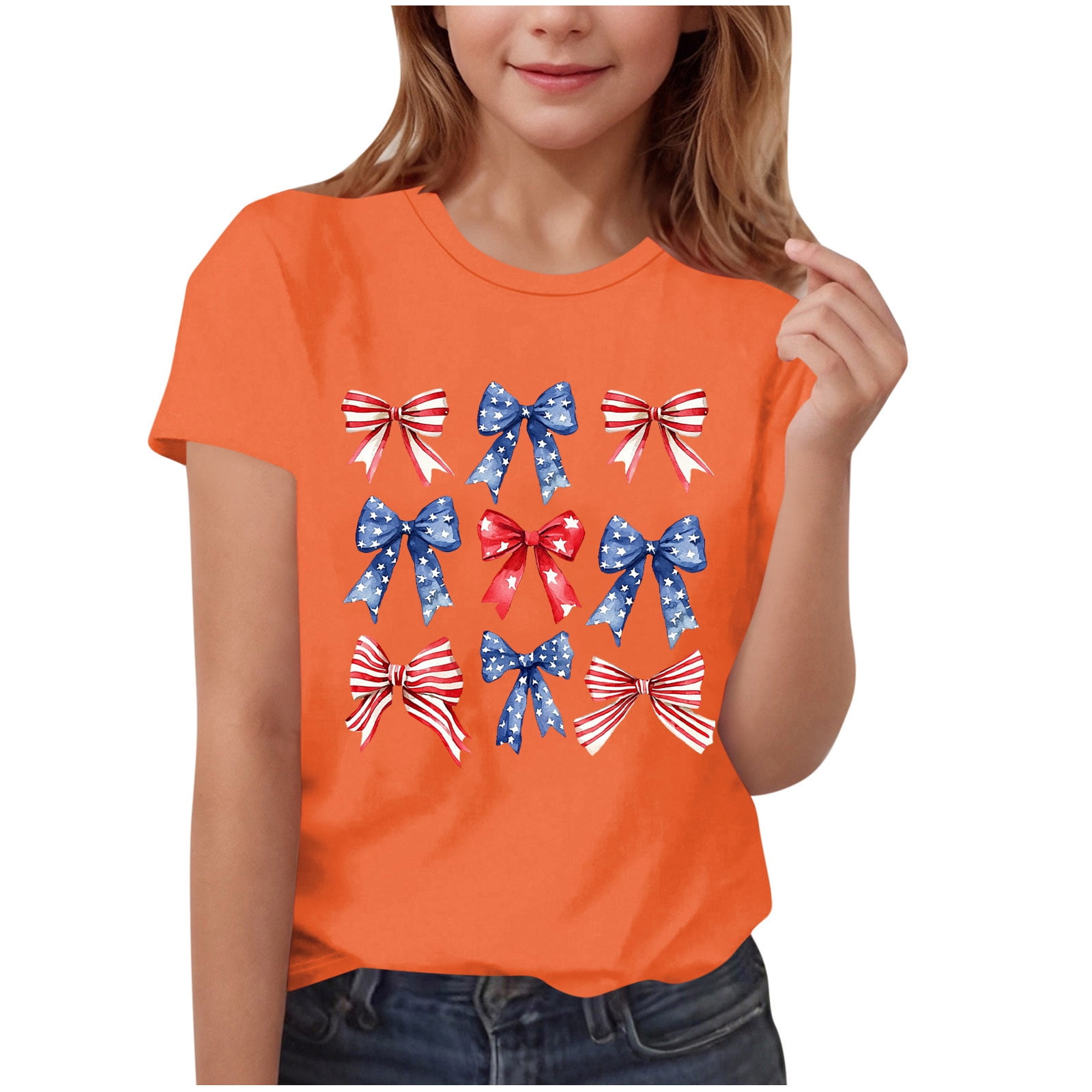 Eltusu Girls T-shirts, Crew Neck Pullover Graphic Casual Short Sleeve ...