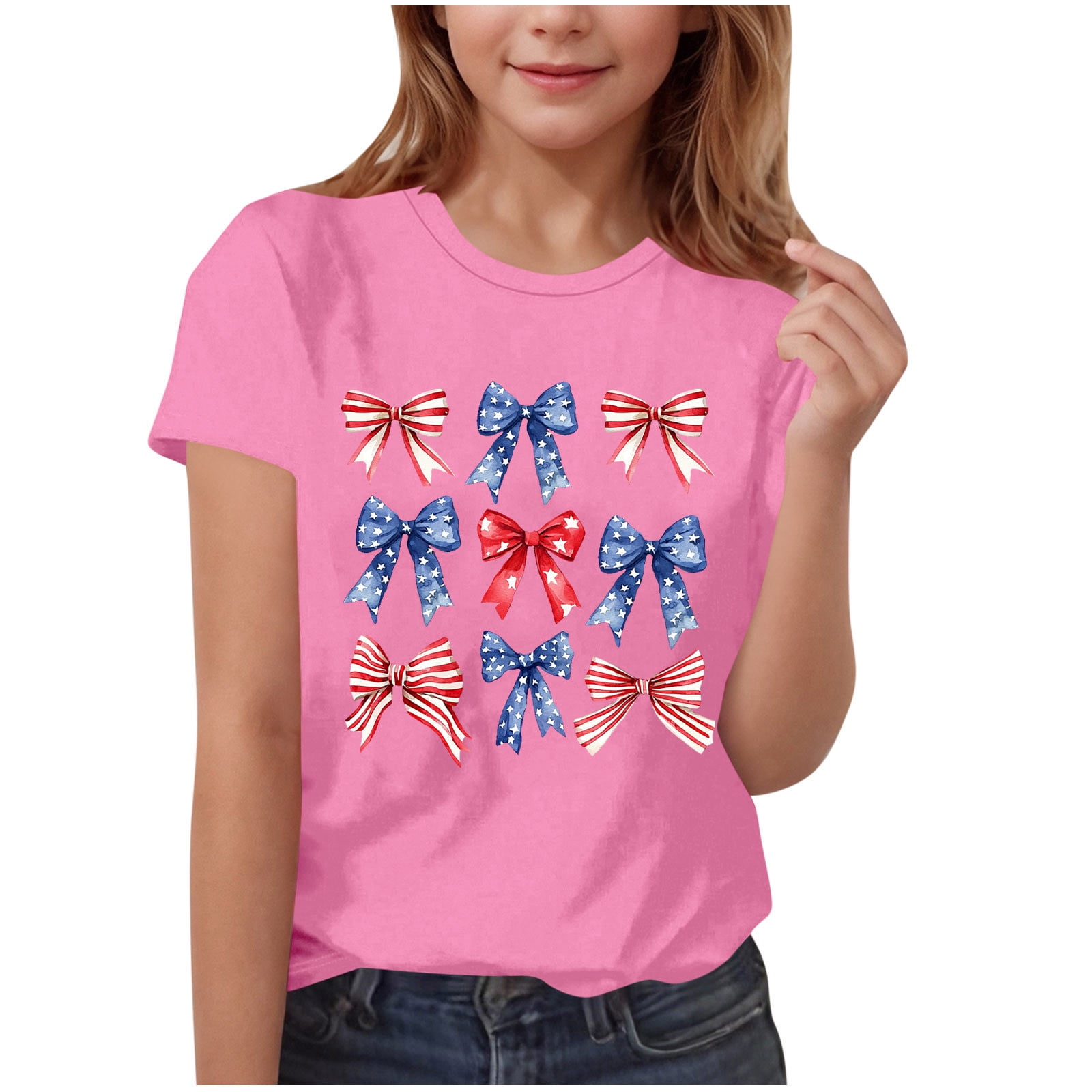 Eltusu Girls T-shirts, Pullover Graphic Casual Crew Neck Short Sleeve ...