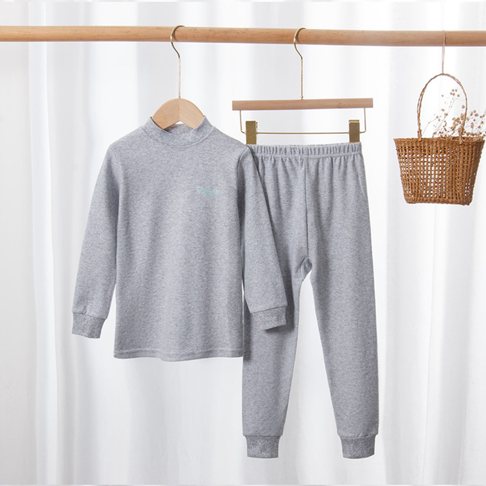 Eltusu Girls Thermal Pajama Sets, Long Sleeve Cotton Stretch Sleepwear Sets Gray Size 13-14 T ...
