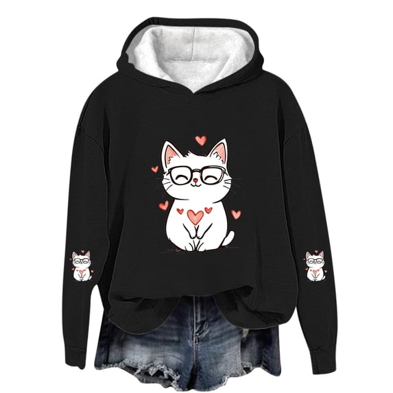 Eltusu Girls Valentine's Day Hoodies, Graphic Loose Fit Pullover Cute ...