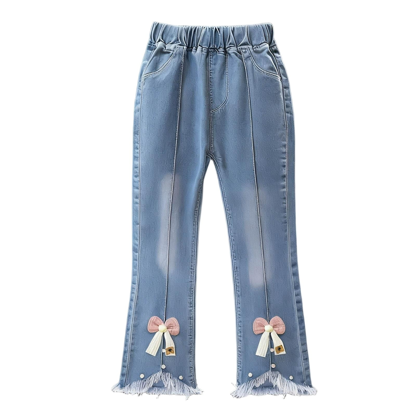 Eltusu Jeans for Girls, Breathable Flare Legs Fashion Elastic Waist ...