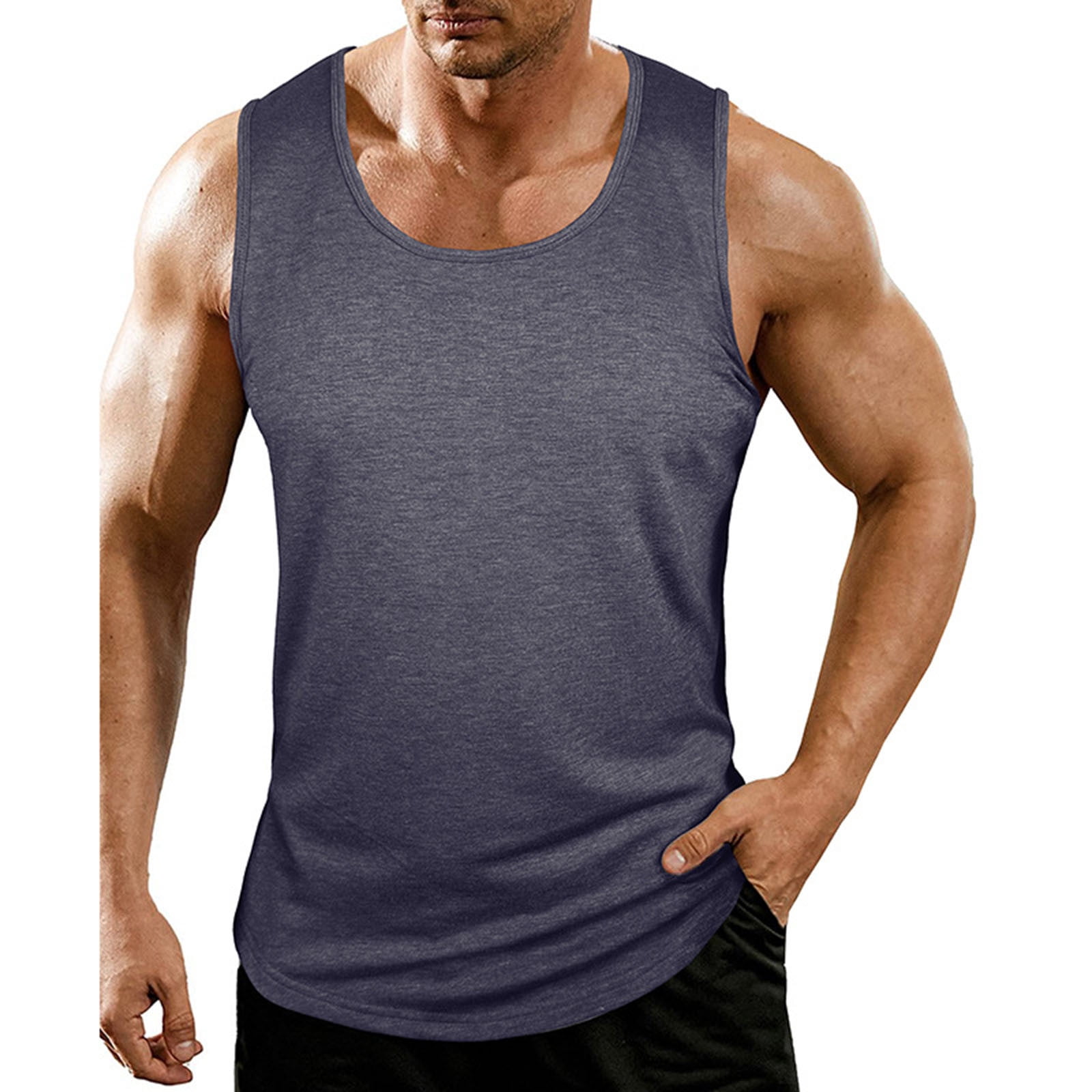 Eltusu Men's Athletic Tank Tops, Pullover Sleeveless Crew Neck Solid ...