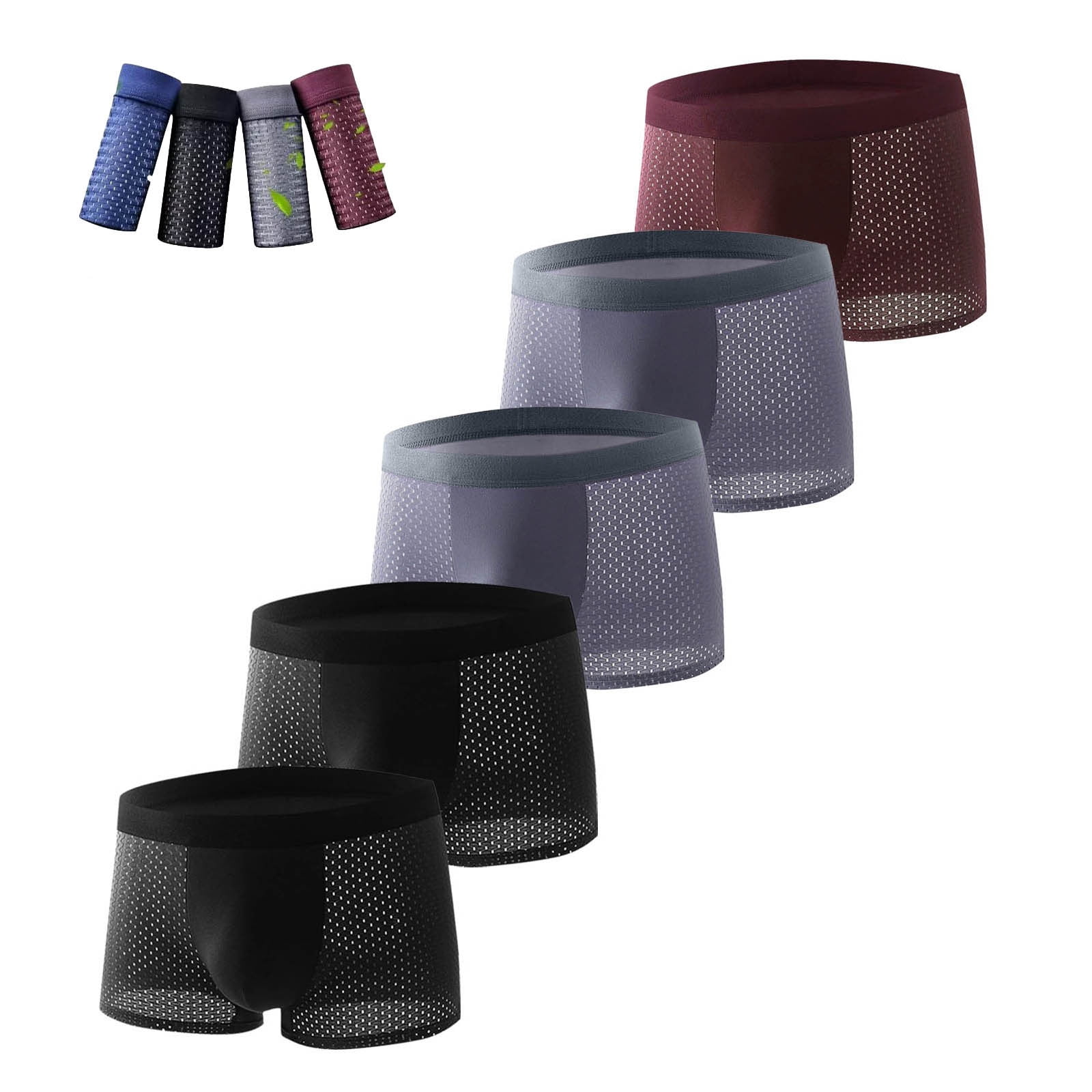 Eltusu Men's Boxers, Elastic Waistband Moisture Wicking Solid Color 4 ...