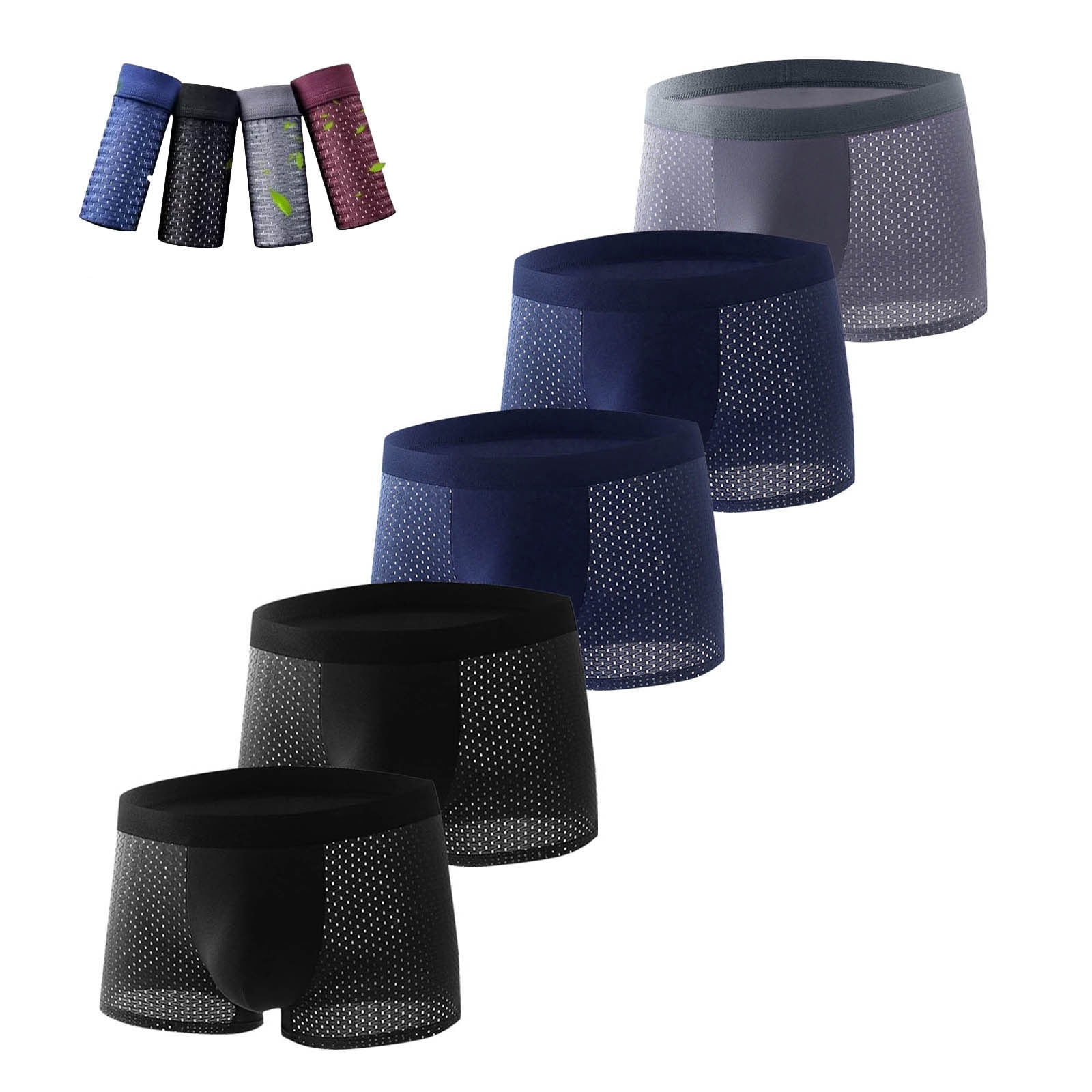 Eltusu Men's Boxers, Moisture Wicking Elastic Waistband 4 PC Solid ...