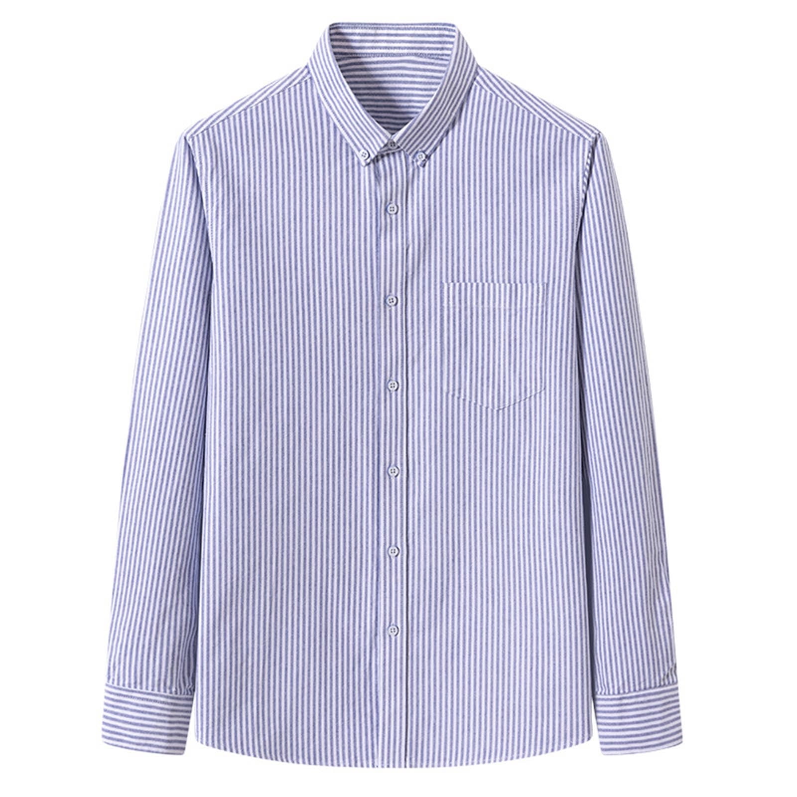Eltusu Men's Button up Shirts, Striped Lapel Collar Stretch Long Sleeve ...