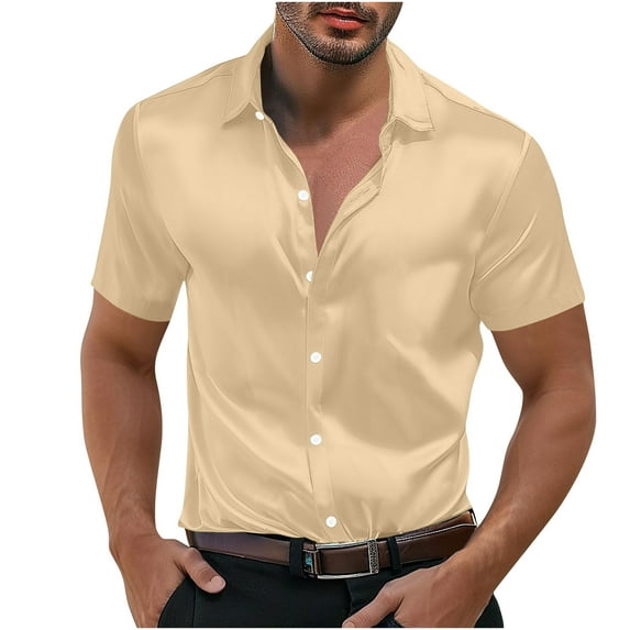 Eltusu Men's Casual Button Down Shirts, Fashion Lapel Collar Stretch ...