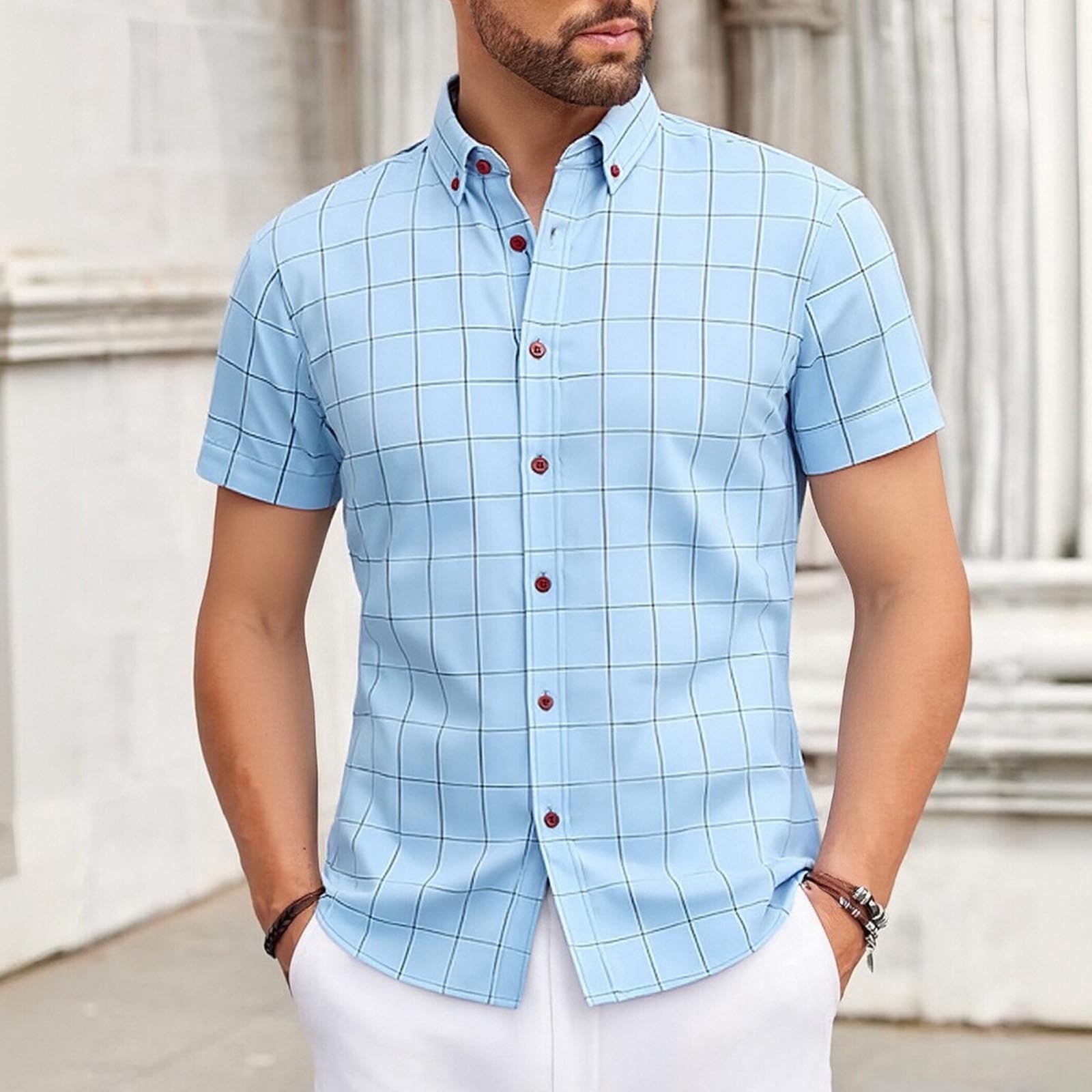 Eltusu Men's Casual Button Up Shirts, Short Sleeve Comfort Turn Down ...