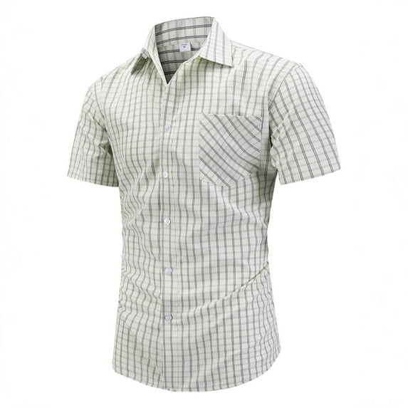 Eltusu Men's Collar Dress Shirts, Breathable Summer Formal Short Sleeve ...