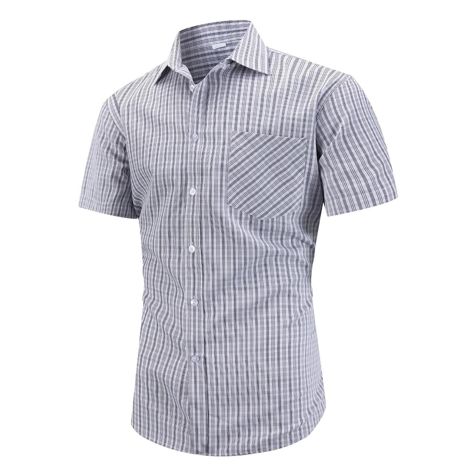 Eltusu Men's Collar Dress Shirts, Business Short Sleeve Summer Soft ...