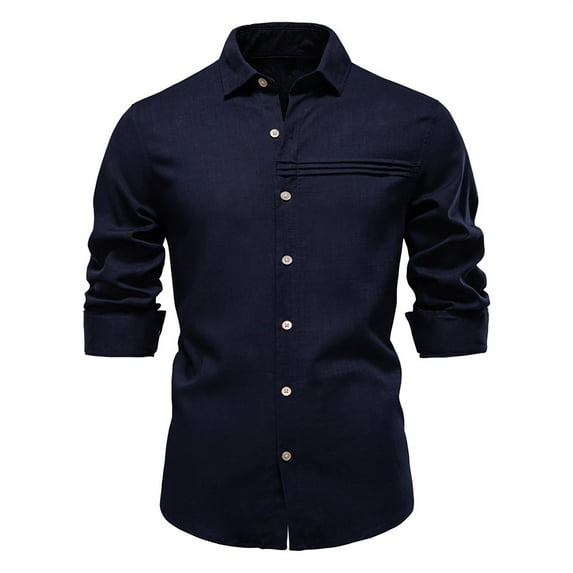 Eltusu Men's Collar Dress Shirts, Solid Color Business Long Sleeve ...