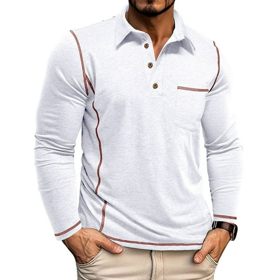 Eltusu Men's Collared Polo Shirts, Button Pullover Casual Soft Long ...
