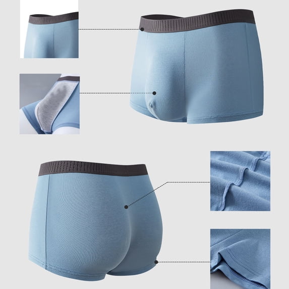 Eltusu Men's Cotton Boxer Briefs, Solid Color Elastic Waistband ...