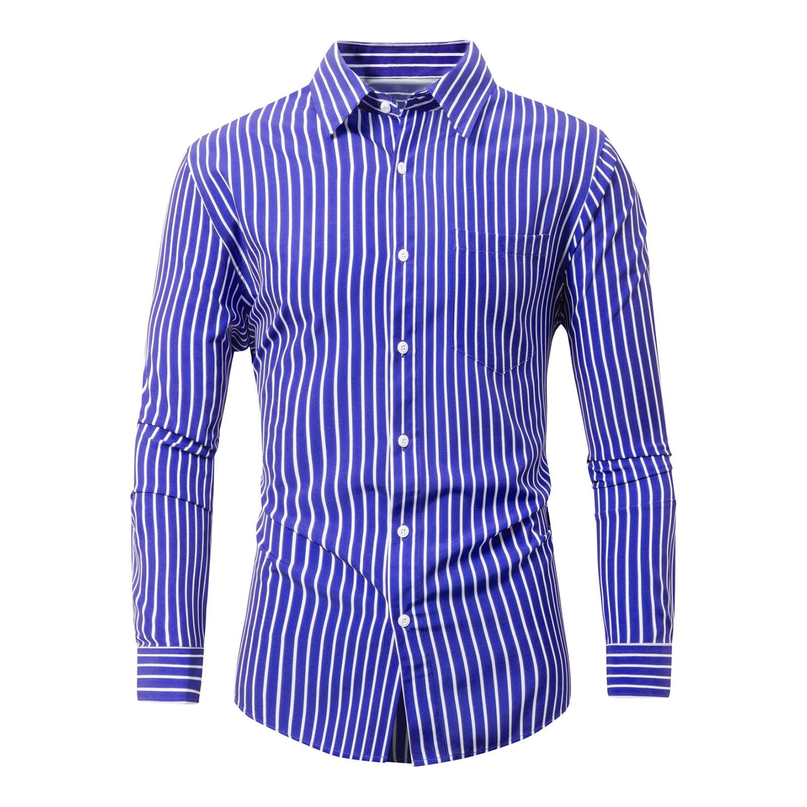 Eltusu Men's Dress Shirts, Business Stretch Solid Color Turn Down ...