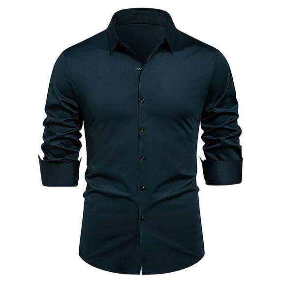 Eltusu Men's Long Sleeve Dress Shirts, Casual Lapel Collar Lightweight ...