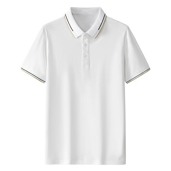 Eltusu Men's Polo Shirts, Solid Color Lapel Collar Short Sleeve ...