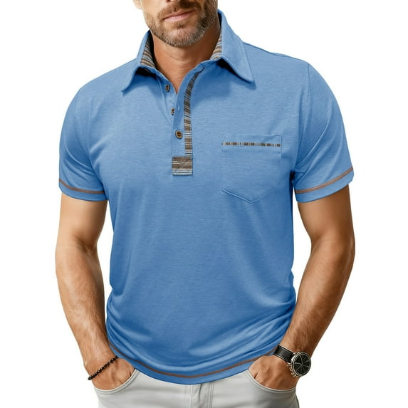 Eltusu Men's Polo Shirts, Summer Breathable Lapel Collar Pullover Short ...