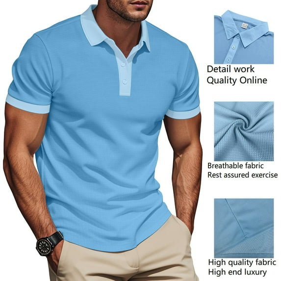 Eltusu Men's Polo Shirts with Collar, Soft Pullover Turn Down Collar ...