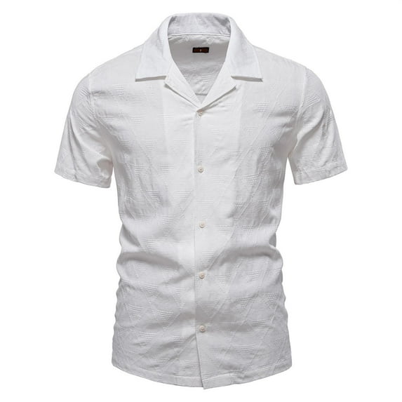 Eltusu Men's Short Sleeve Dress Shirts, Lapel Collar Solid Color ...