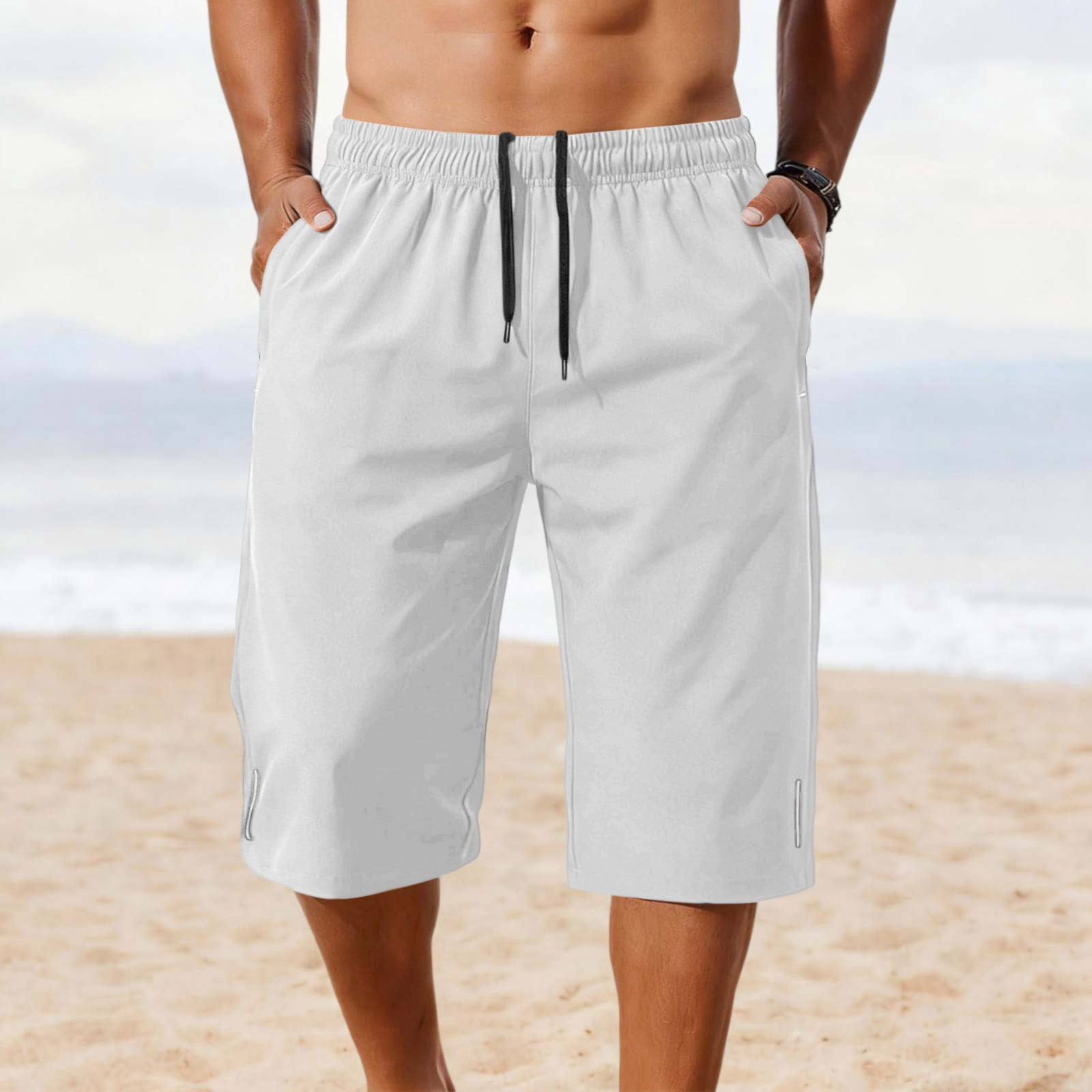Eltusu Men's Workout Shorts, Drawstring Casual Elastic Waist Below the ...