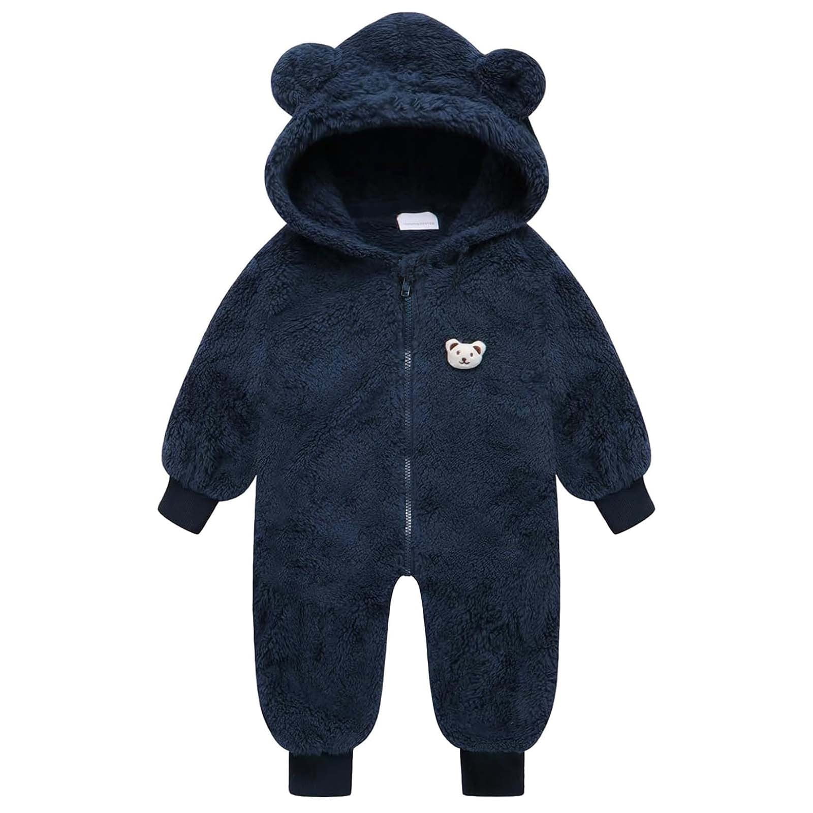Eltusu Toddler Girls Fleece Jumpsuits, Hooded Thermal Comfy Long Sleeve ...