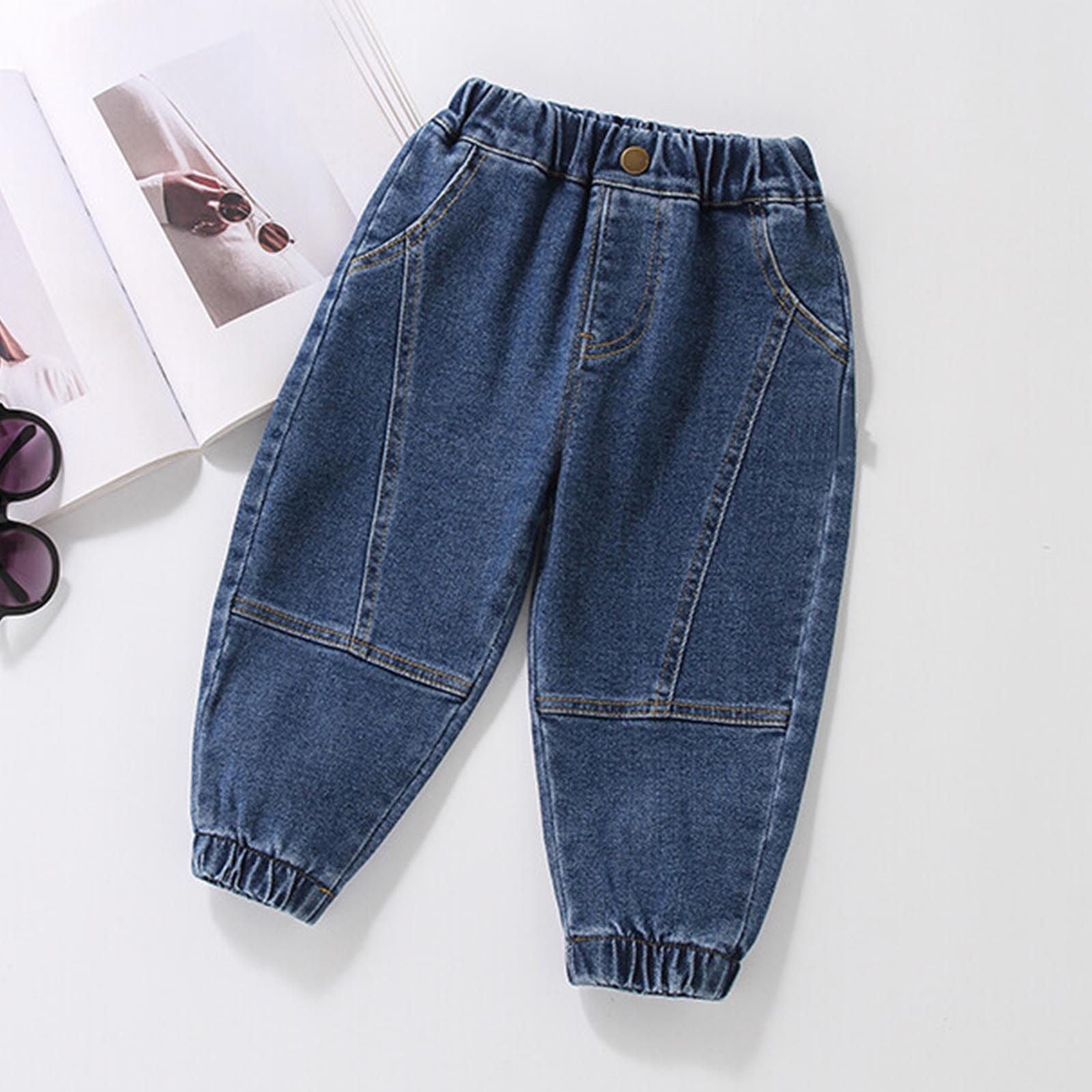 Eltusu Toddler Girls Stretch Jeans, Elastic Waist Solid Color Elastic ...