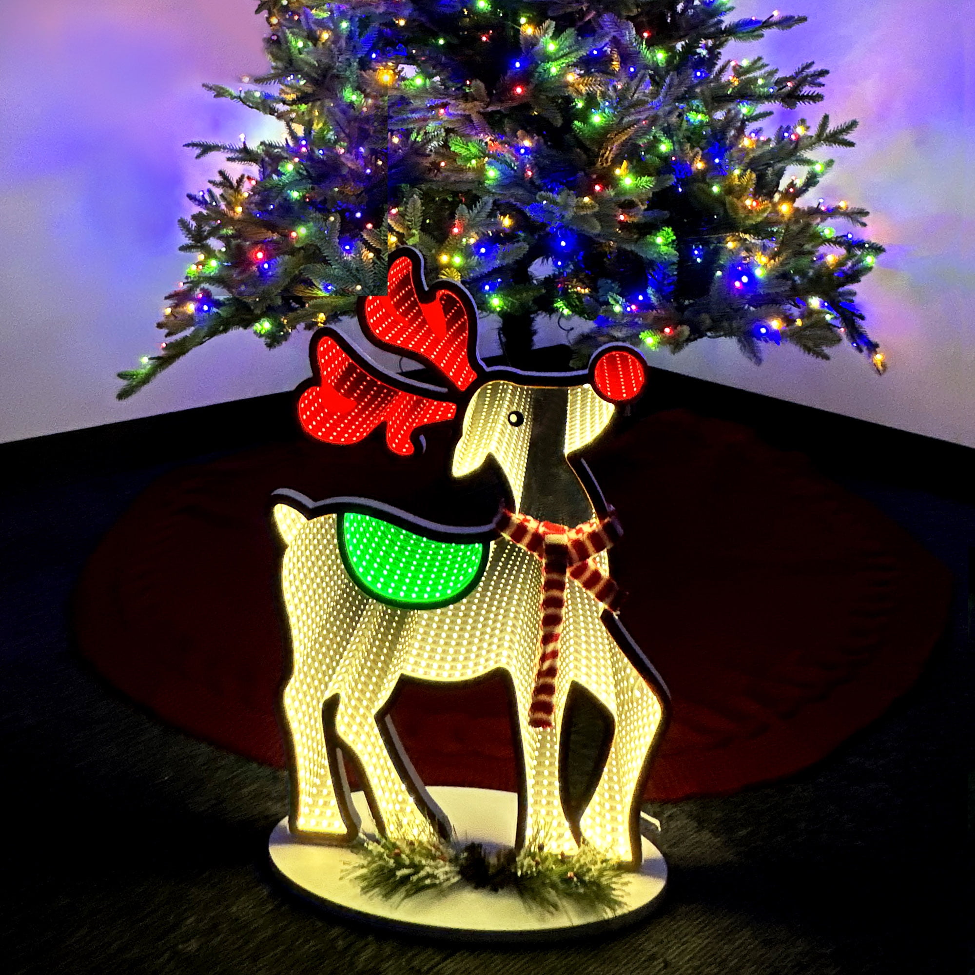 Elumina Decor Reindeer Infinity Mirror Light with Stand - LED Christmas ...