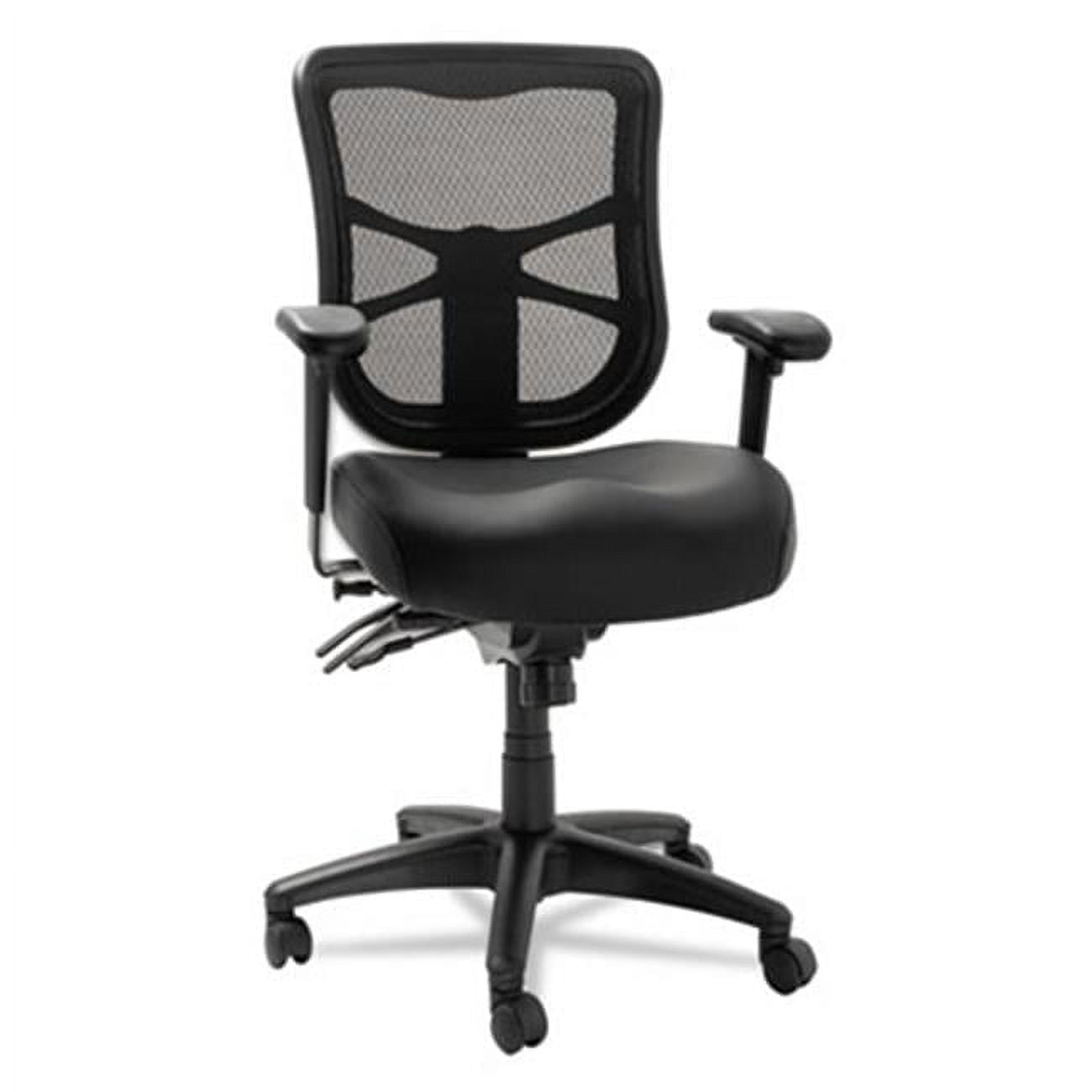 Elusion Series Mesh Mid-Back Multifunction Chair, Black Leather ...