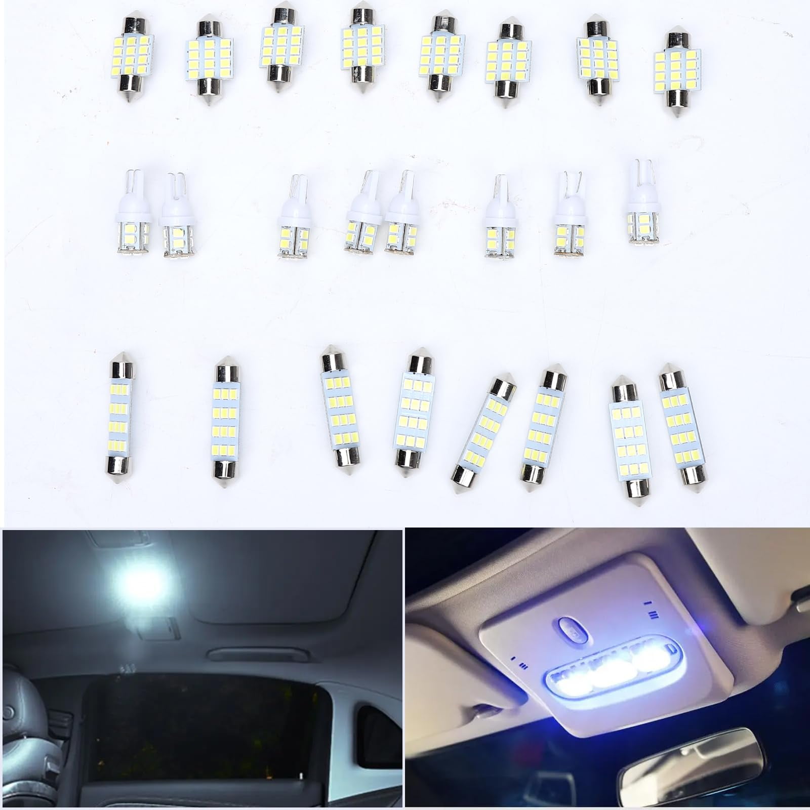 Elvaesther LED Dome Lights, CM31 24pcs LED Car Interior Bulb Kit, DC ...