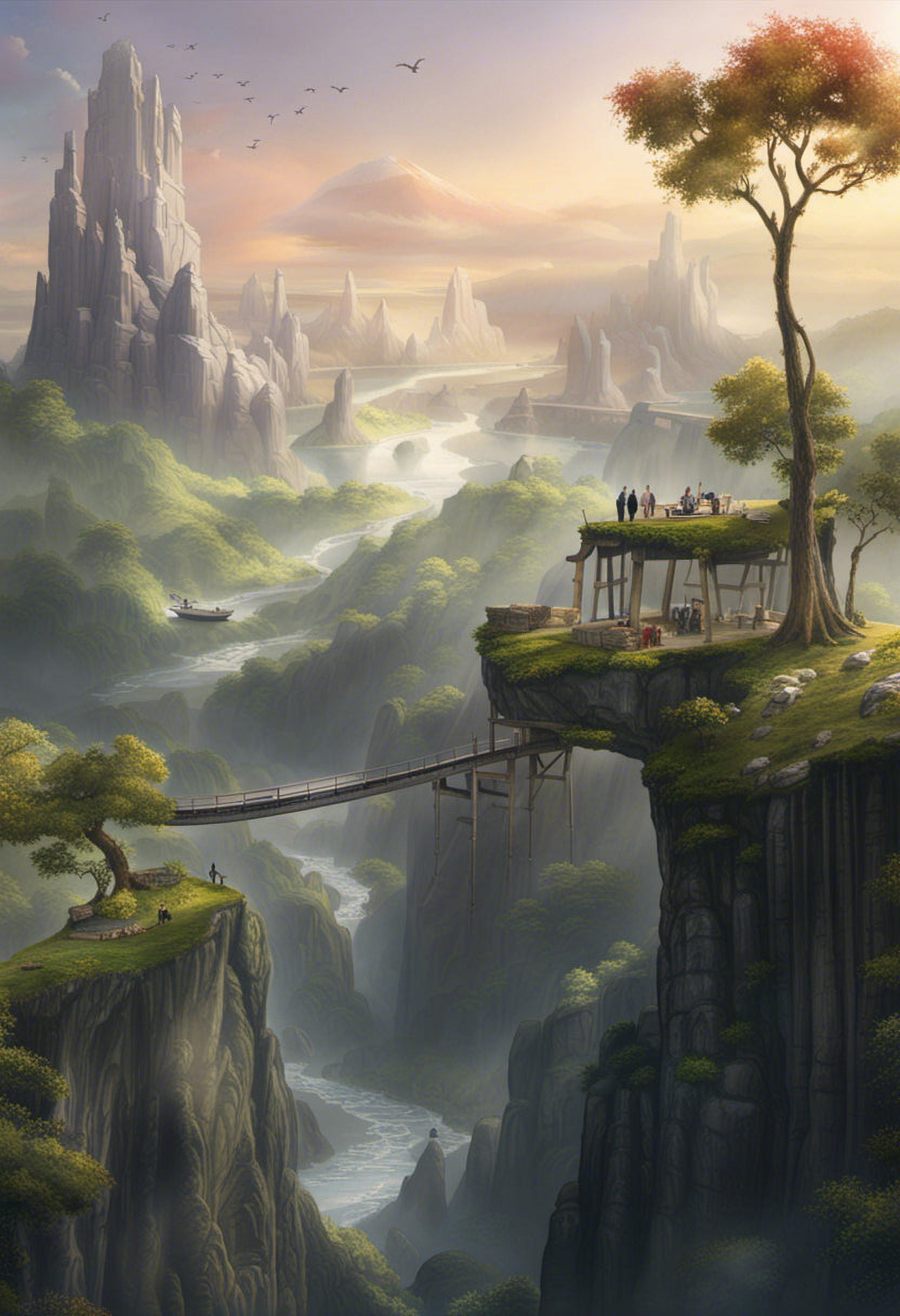 Elven Lair Digital Fantasy Painting - 12" x 18" Art Print Wall Decor ...