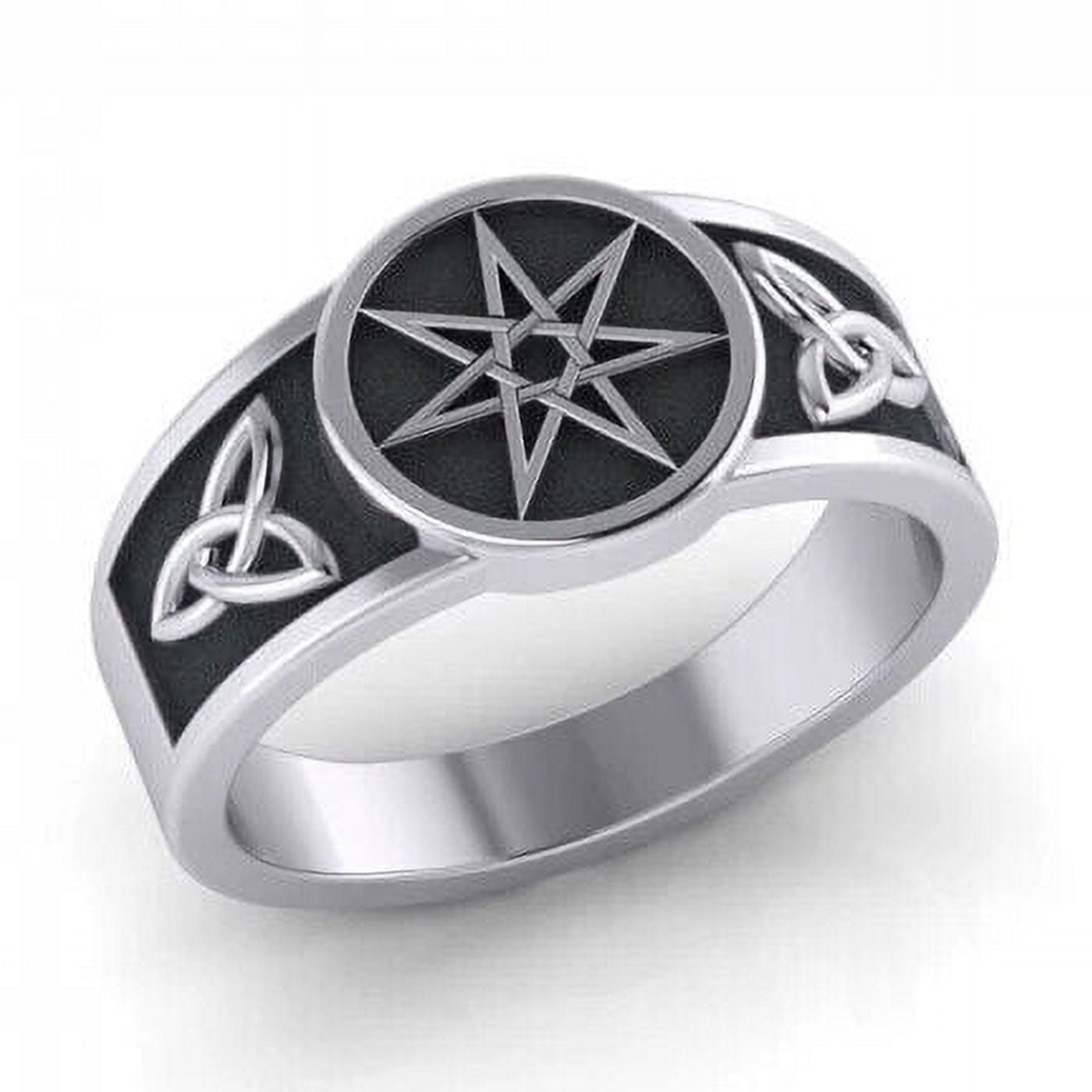 Elven Star Ring Pagan Wicca Seven Pointed Trinity Sterling Silver Fine ...