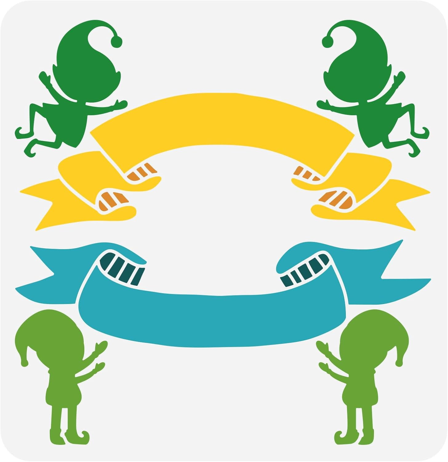 Elves with Banner Stencil for Painting 11.8x11.8inch Large Gnome Elf ...