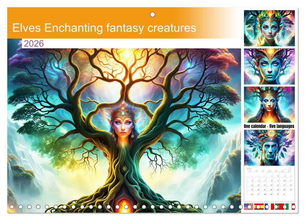 Elves Enchanting fantasy creatures (Monthly Wall Calendar 2026 11.7 x ...