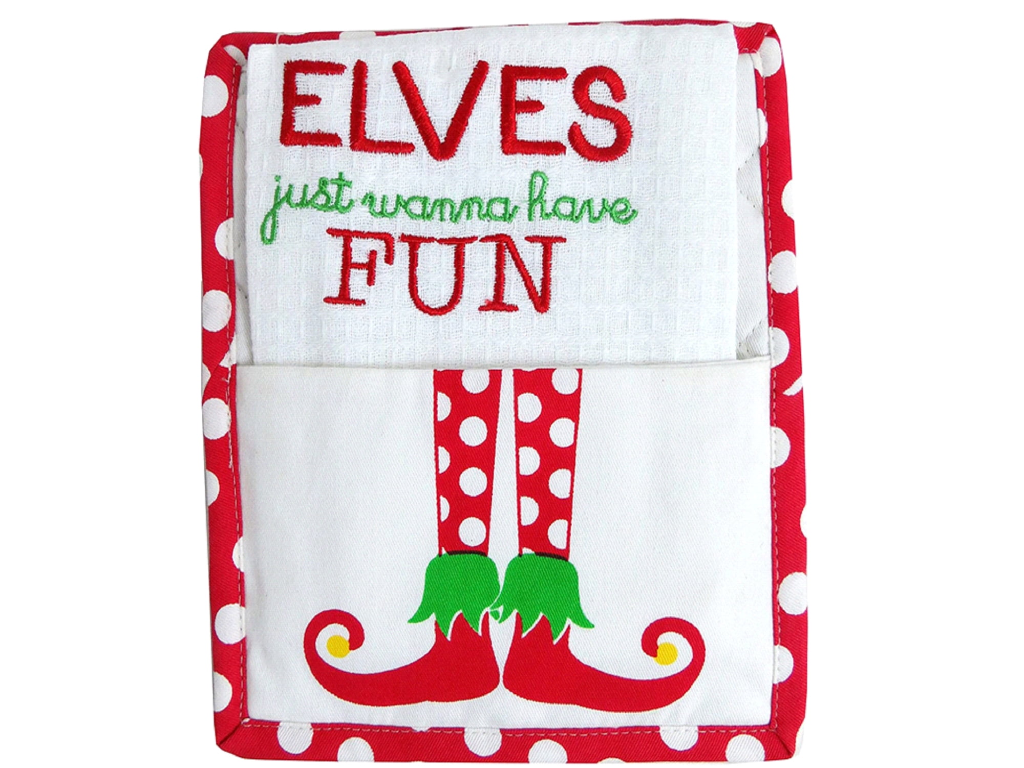 Elves Just Wanna Have Fun Pot Holder and Dish Towel (2 Piece Set ...