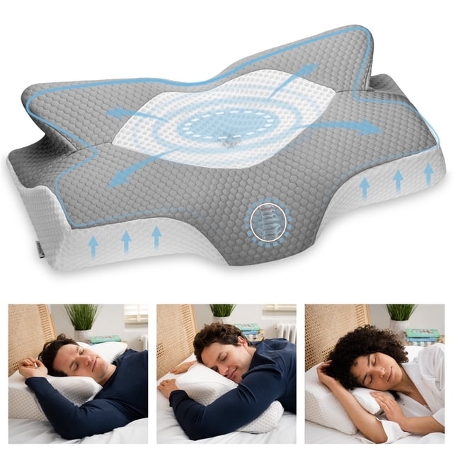 Elviros Memory Foam Side Sleeper Pillow, Pain-Relieving Cervical Neck ...