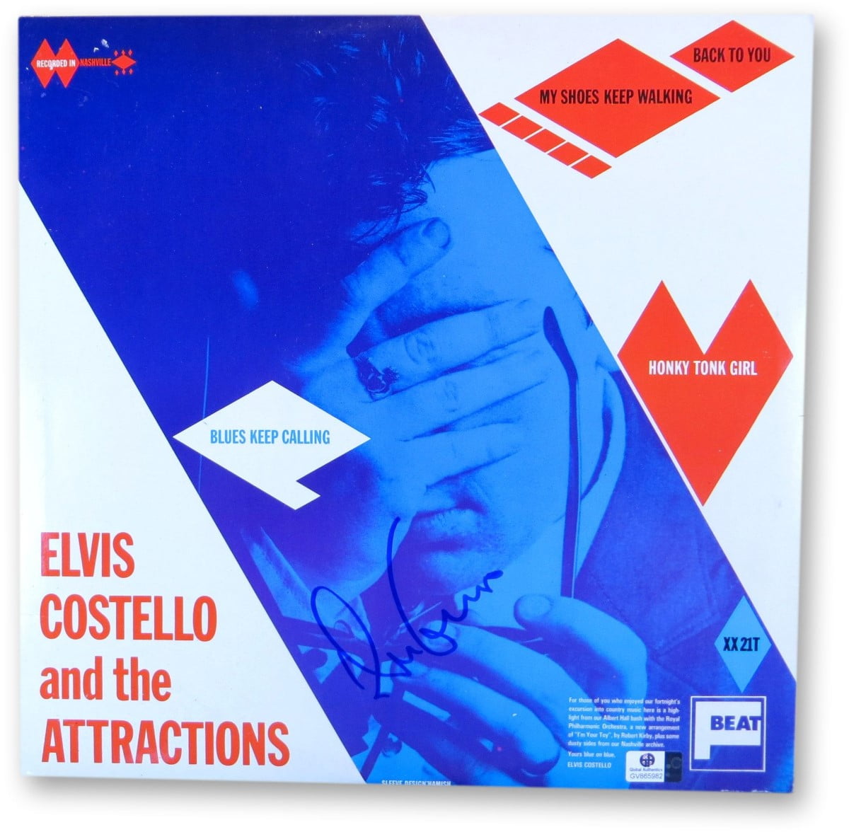 Elvis Costello Signed Autographed Album Cover Blues Keep Calling JSA ...
