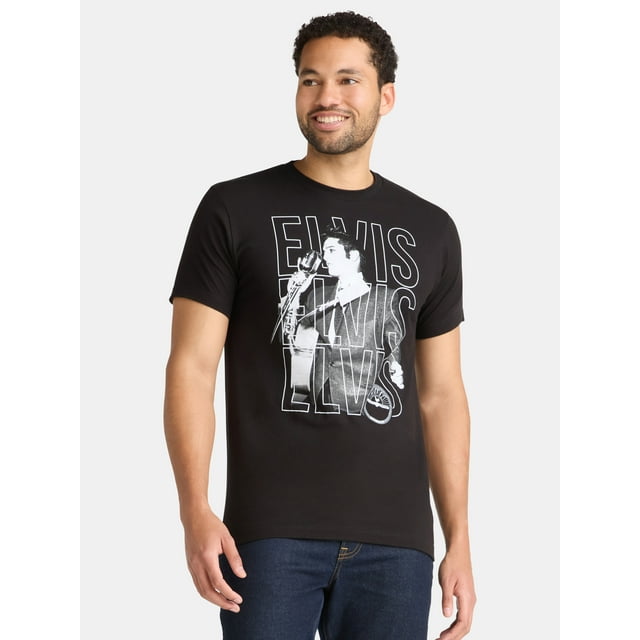 Elvis Men's and Big Men's Cotton Graphic Tee with Short Sleeves, Sizes ...