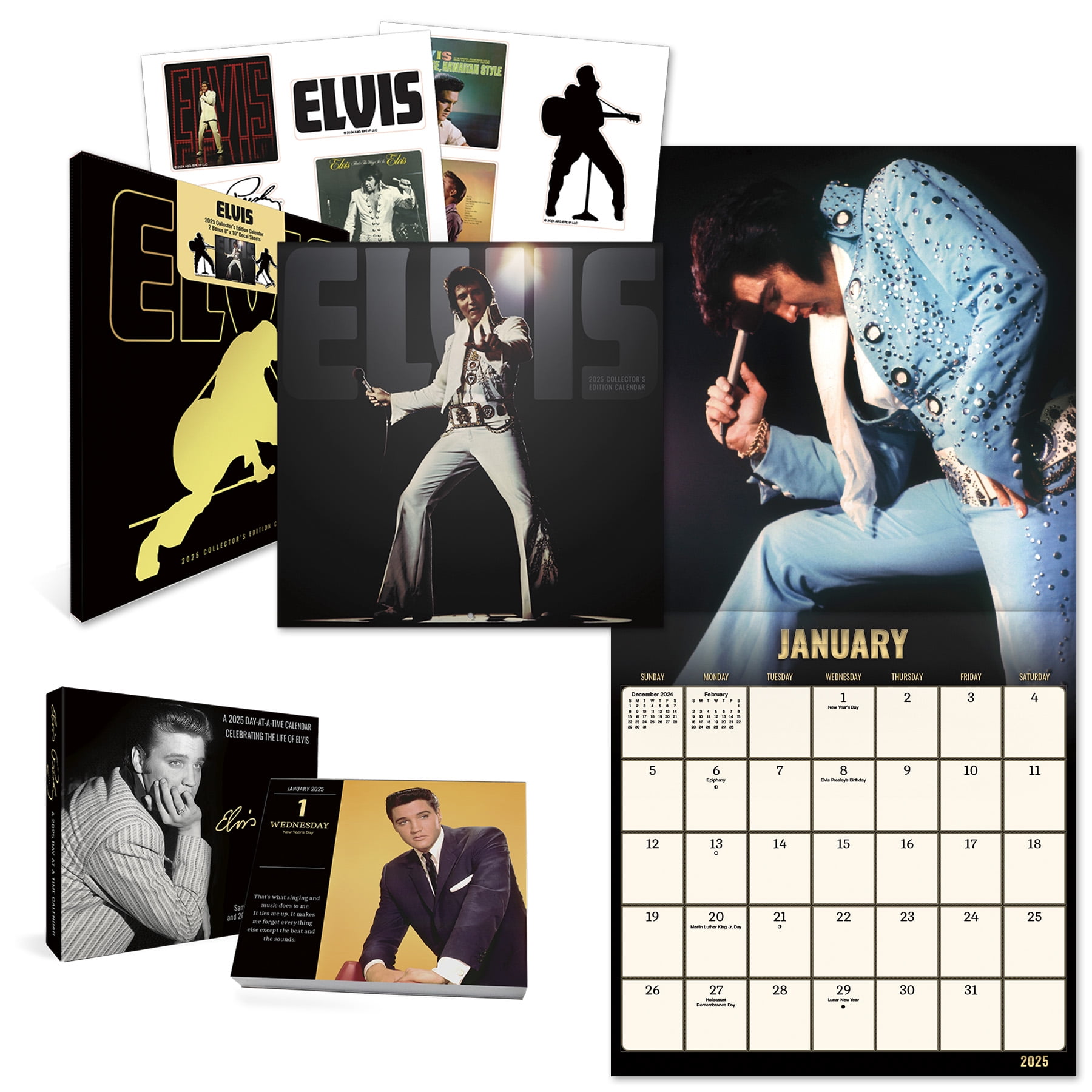 Elvis Presley 2025 Collector's Edition Calendar and Daily Desk Box ...